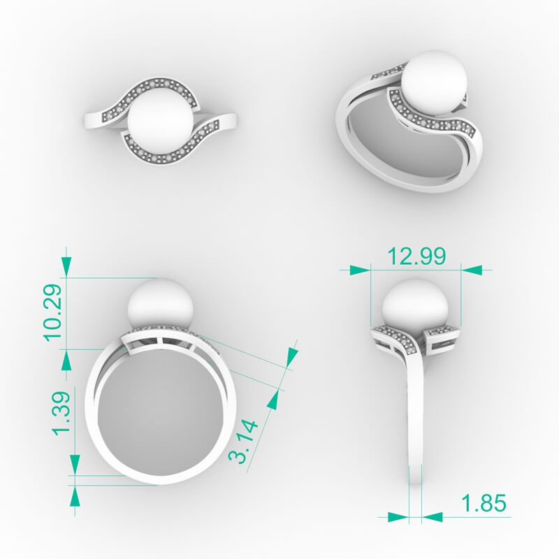 Exquisite 9.5mm pearl proposal ring 3d model for Designers